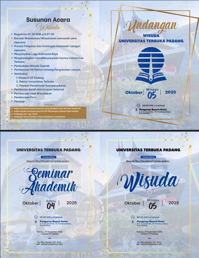 Undangan dan Nomor Kursi Peserta Wisuda Daerah UT Padang Tahun 2025